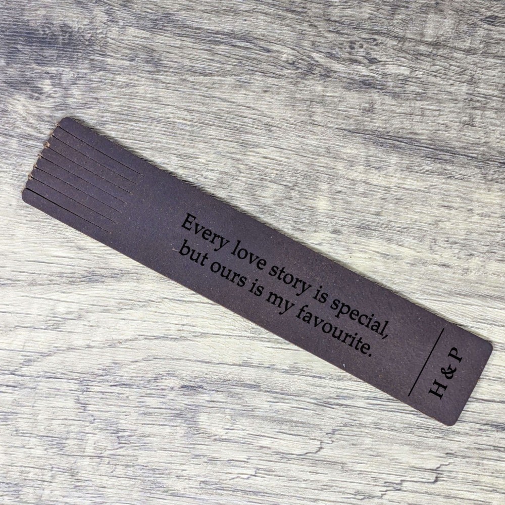 &Every love story is special& Personalisable Real Leather Bookmark ...