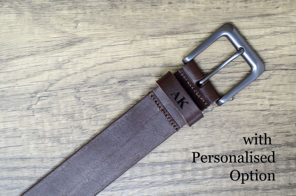 40mm Italian Real Full Grain Mens Leather Belt - Brown - Ashford Ridge