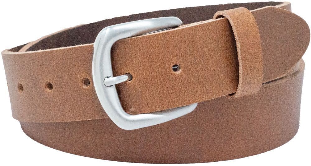40mm Real Full Grain Mens Leather Belt with Horse Shoe Buckle - Tan ...