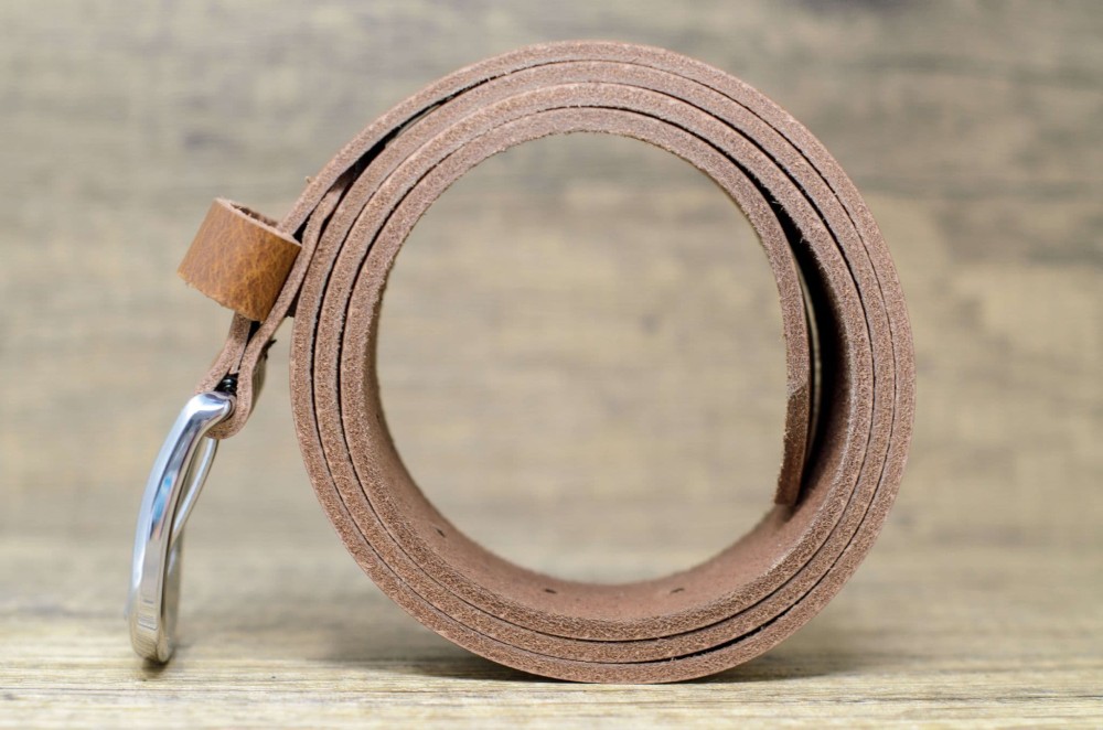 40mm Real Full Grain Mens Leather Belt with Horse Shoe Buckle - Tan ...