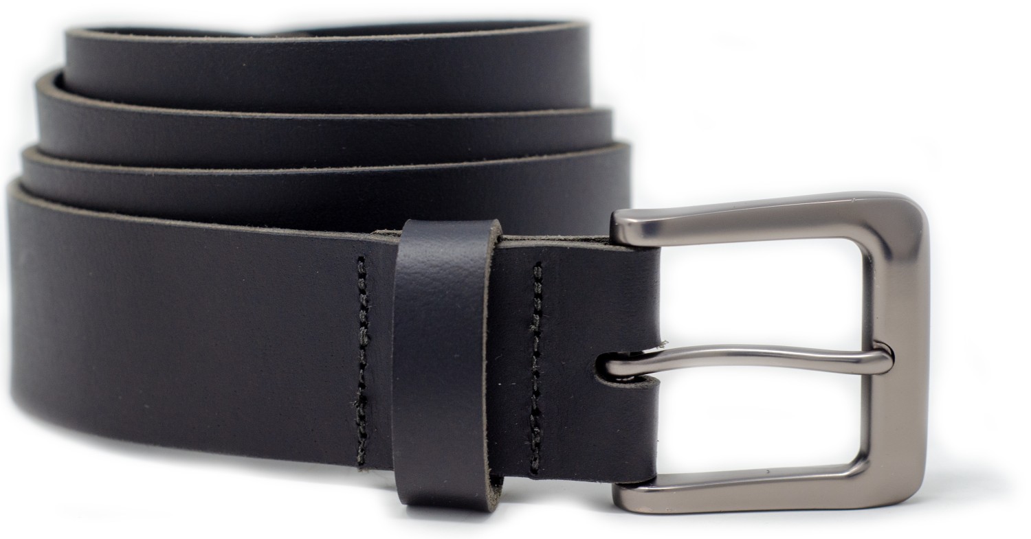 HLA - 40mm Full Grain Real Leather Belt - Black - Ashford Ridge