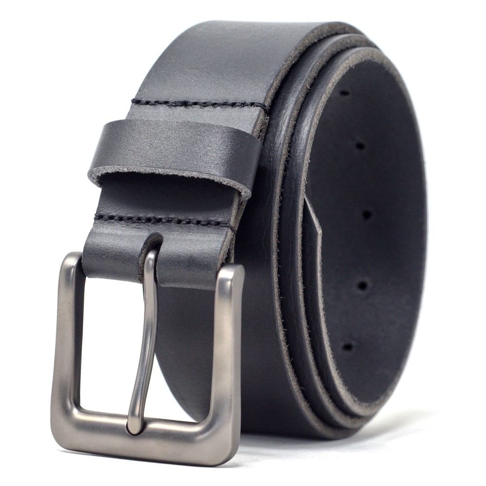 HLA - 40mm Full Grain Real Leather Belt - Black - Ashford Ridge