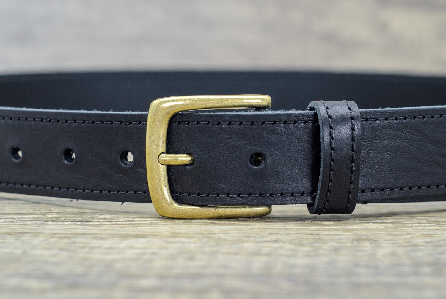35mm Stitched Full Grain Real Italian Leather Belt with Brass Colour ...