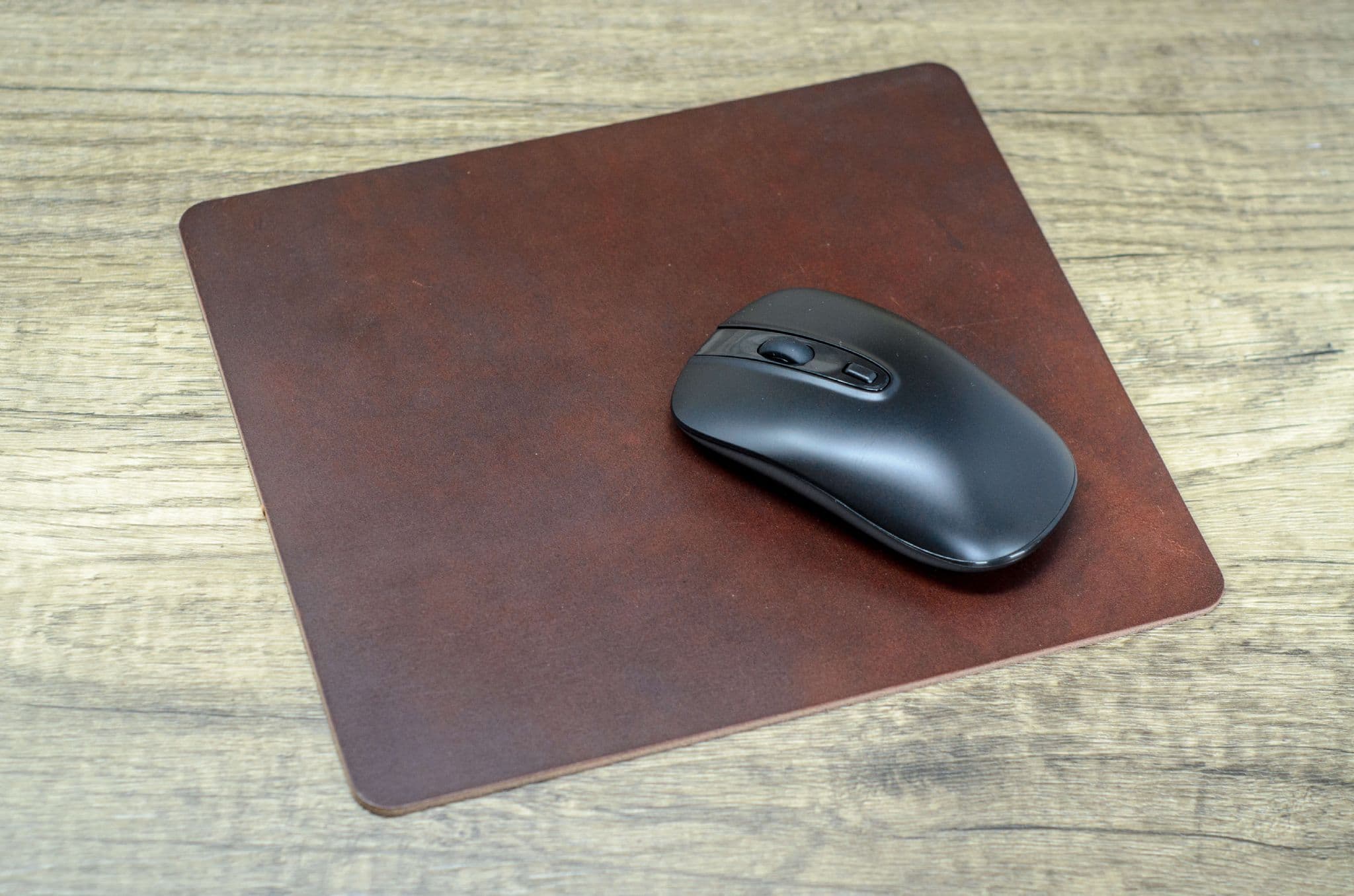 Full Grain Real Leather Mouse Mat in Antique Brown - Ashford Ridge