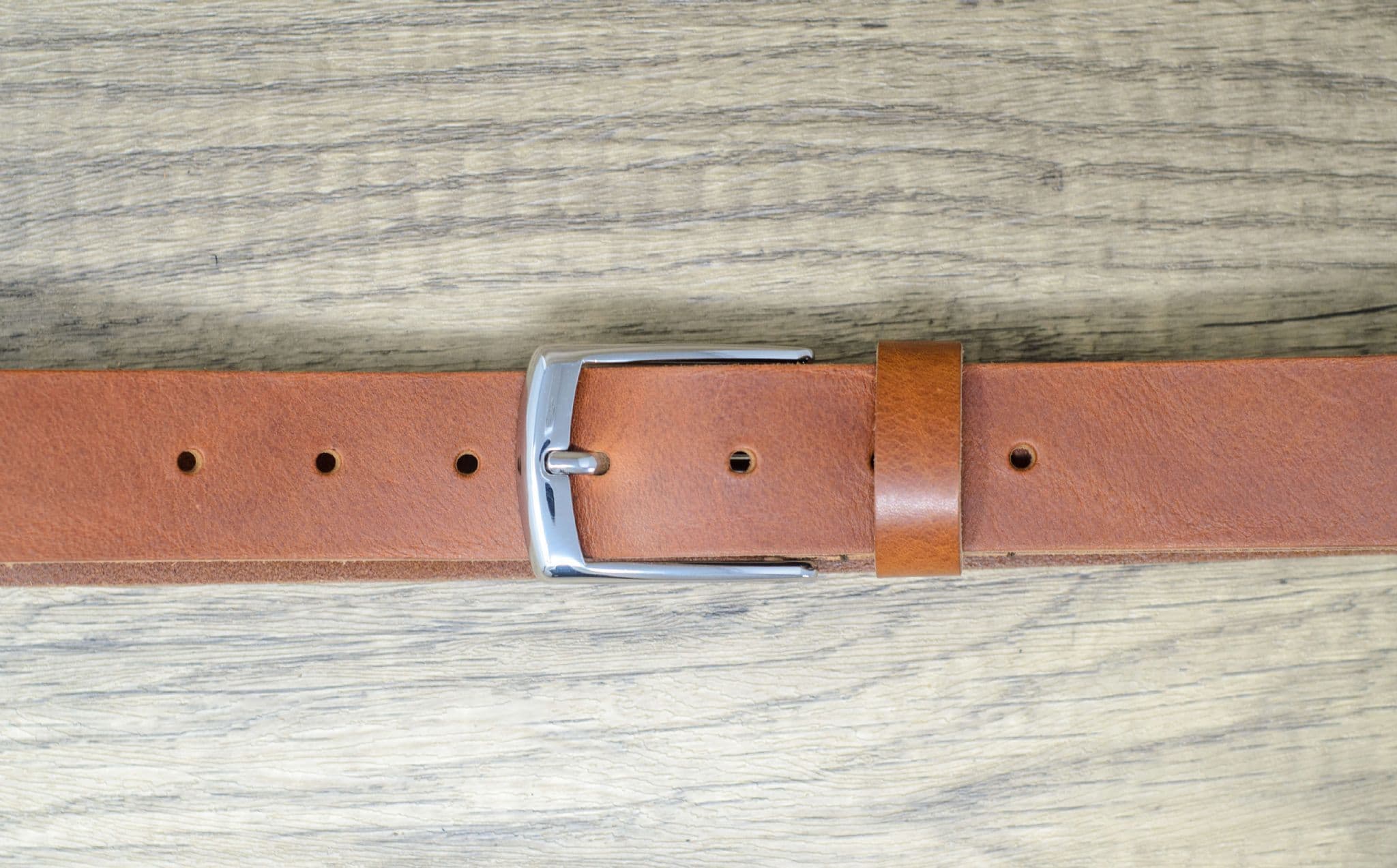 Italian 35mm Real Full Grain Leather Belt with Silver Buckle - Dark Tan ...
