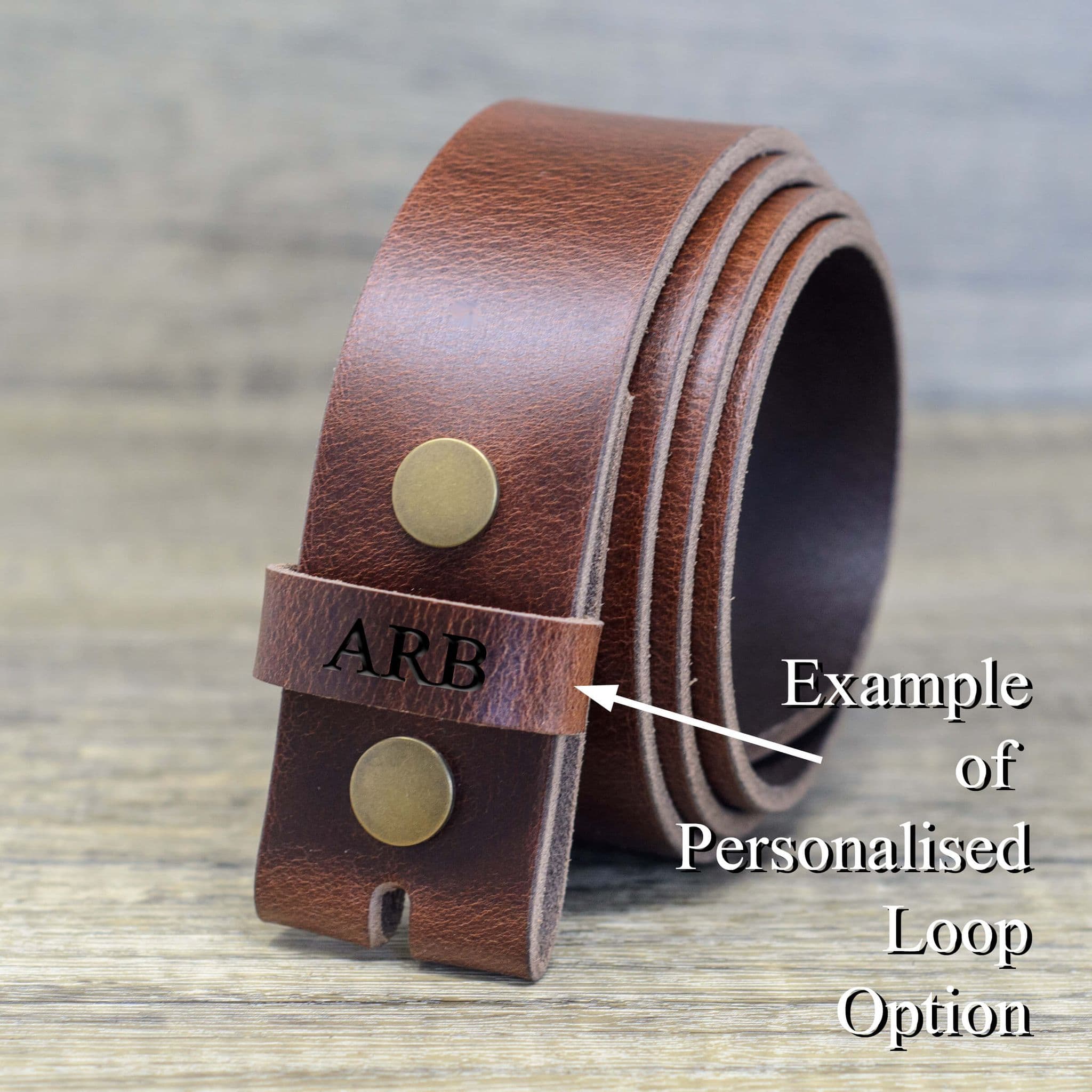 Mens 40mm Full Grain Real Leather Press Stud Snap Belt - Antique Brown ...