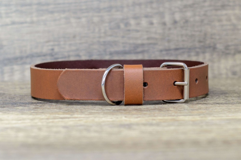 Personalised Full Grain Real Leather Dog Collar - Tan - Ashford Ridge